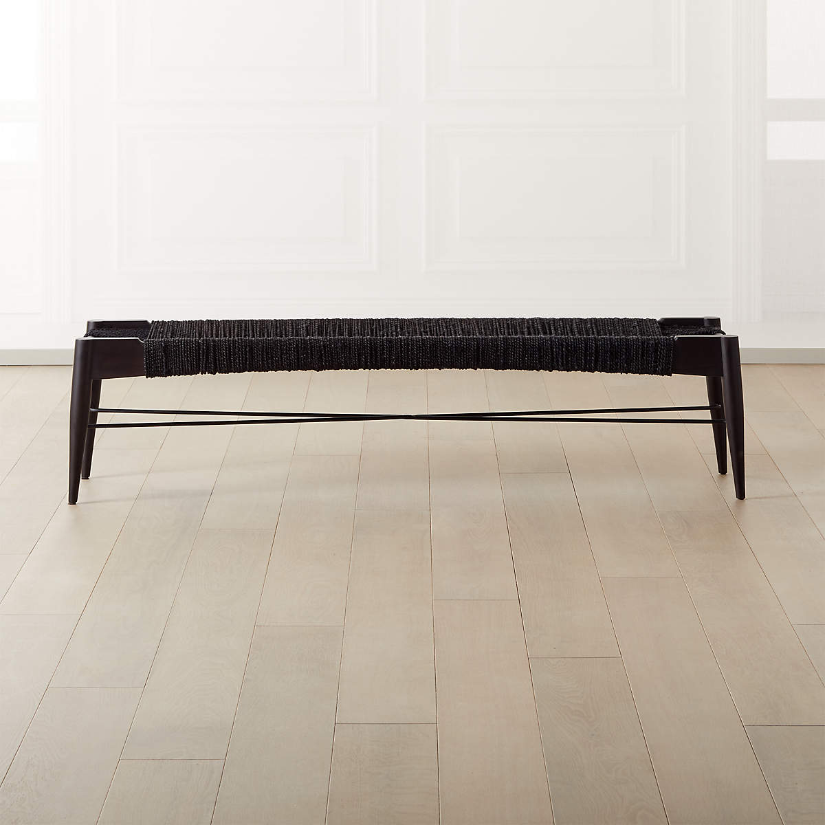 Wrap Large Black Jute Rope Bench | CB2