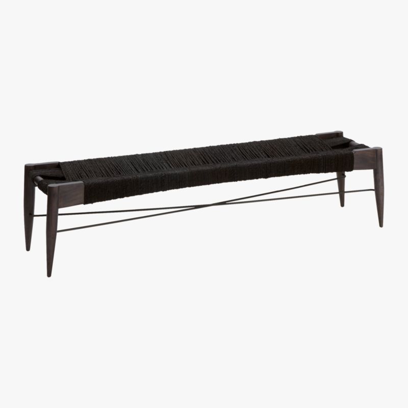 Wrap Large Black Jute Rope Bench | CB2