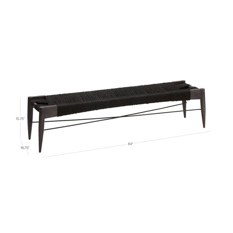 Wrap Large Black Jute Rope Bench | CB2