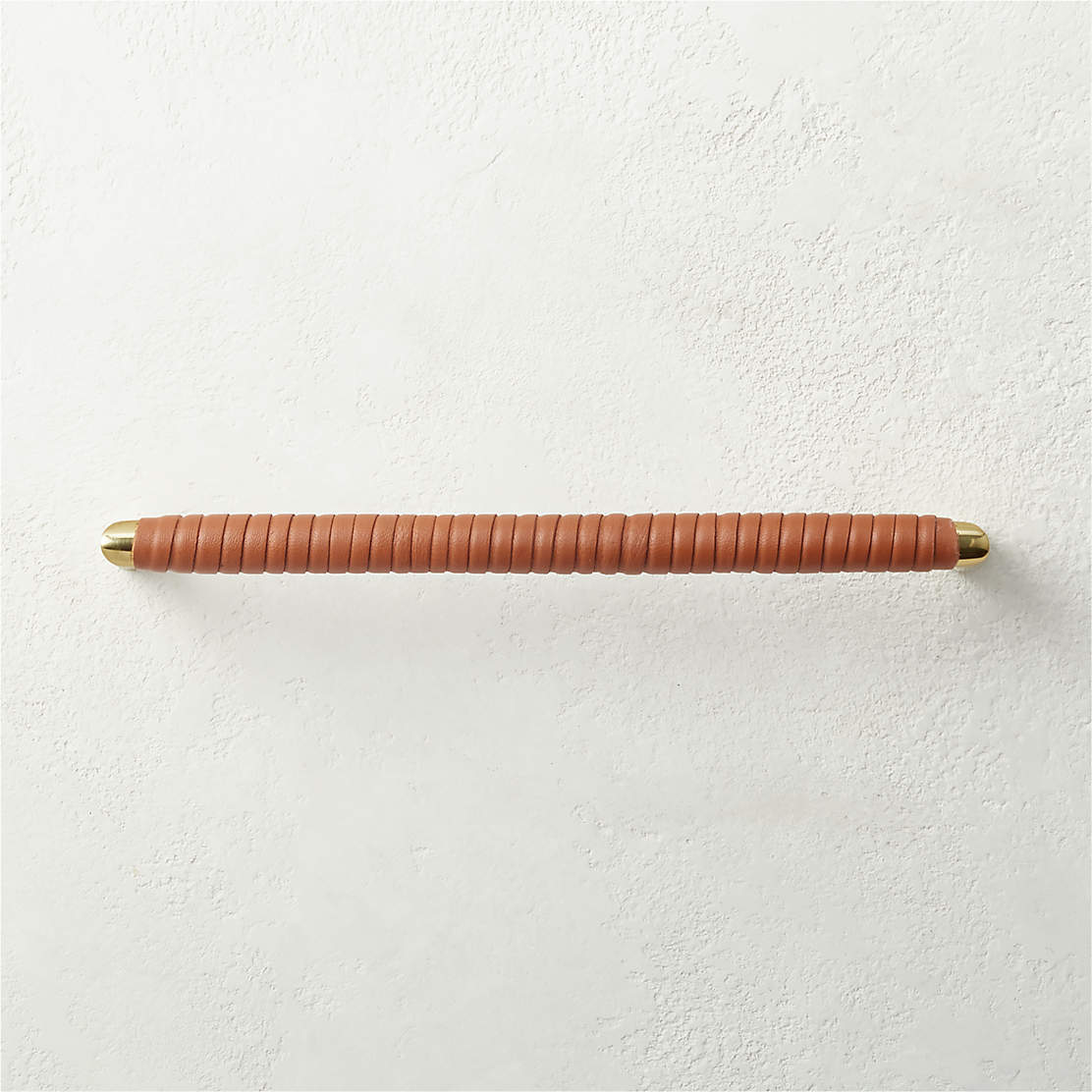 Polished Brass and Wrapped Cognac Leather Handle 4" + Reviews | CB2