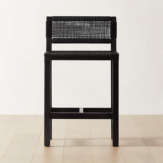 Nadia Black Cane Modern Bar Stools | CB2