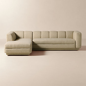 Yarrow 2-Piece L-Shaped Camel Woven Fabric Sectional Sofa with Right ...