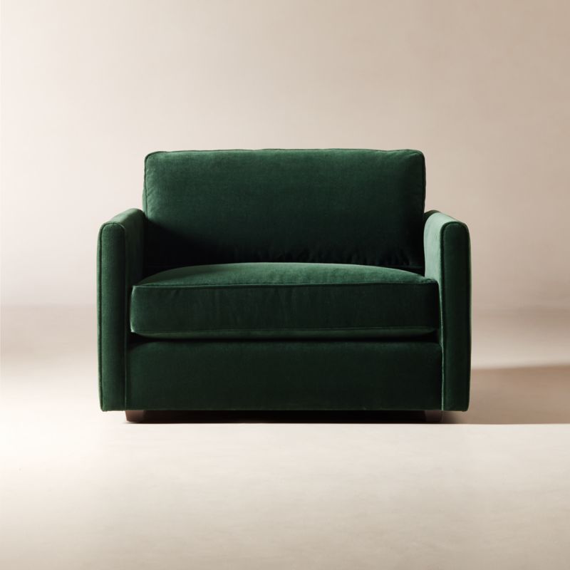 Malea Green Velvet Chair and a Half + Reviews | CB2