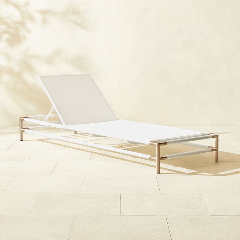 Jolena White Metal and Sunbrella Outdoor Sun Lounger + Reviews | CB2
