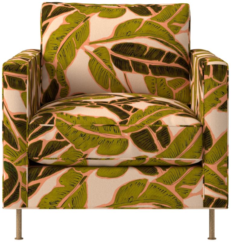 Brett Palm Print Velvet Accent Chair | CB2