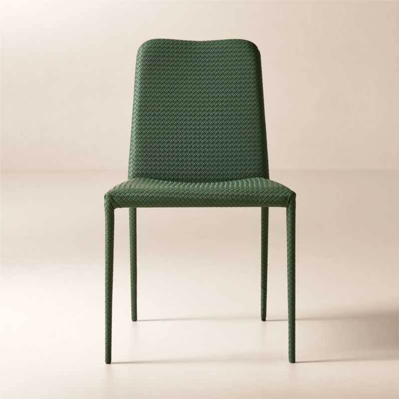 Duke Green Vegan Leather Armless Dining Chair | CB2