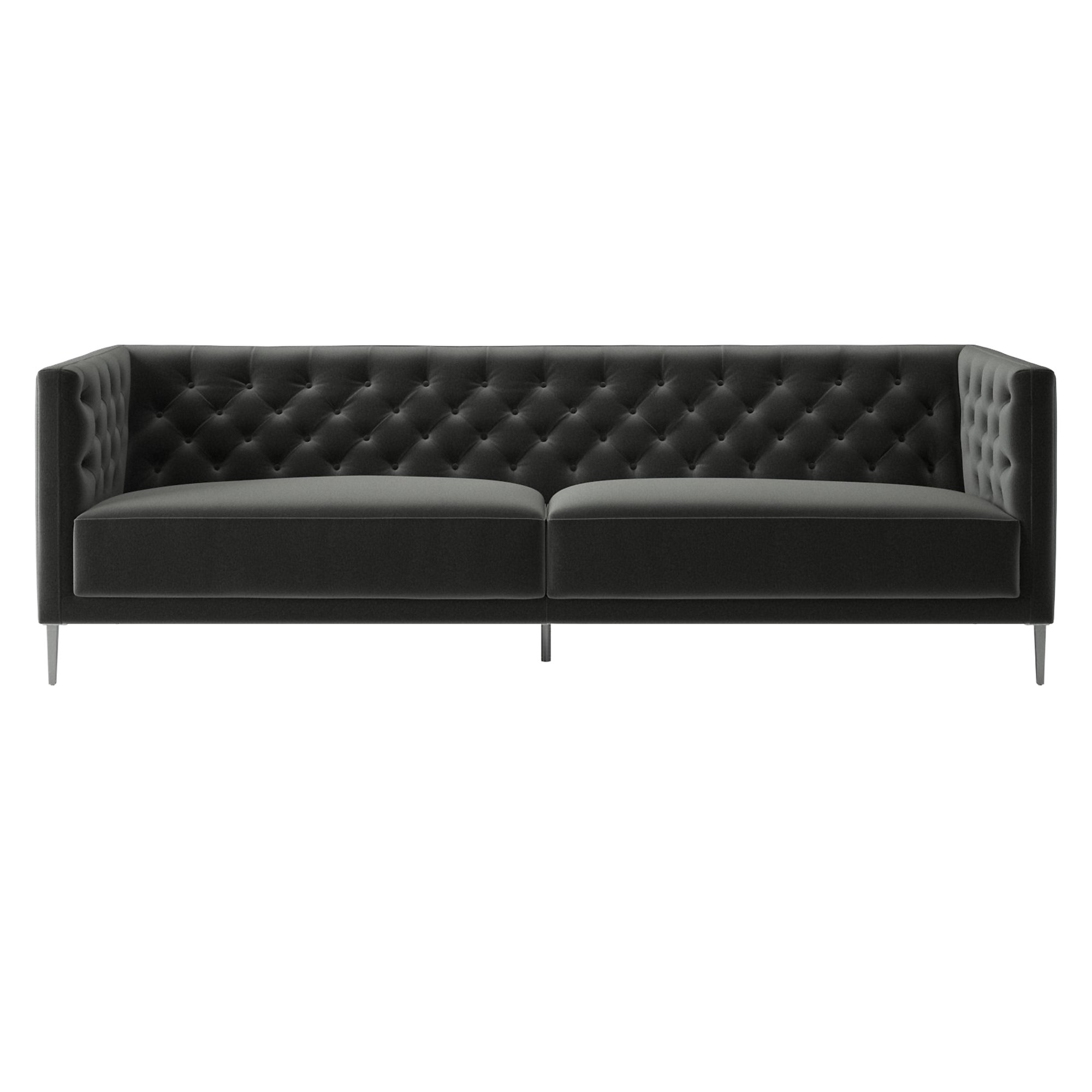Savile Dale Dark Grey Tufted Sofa + Reviews | CB2