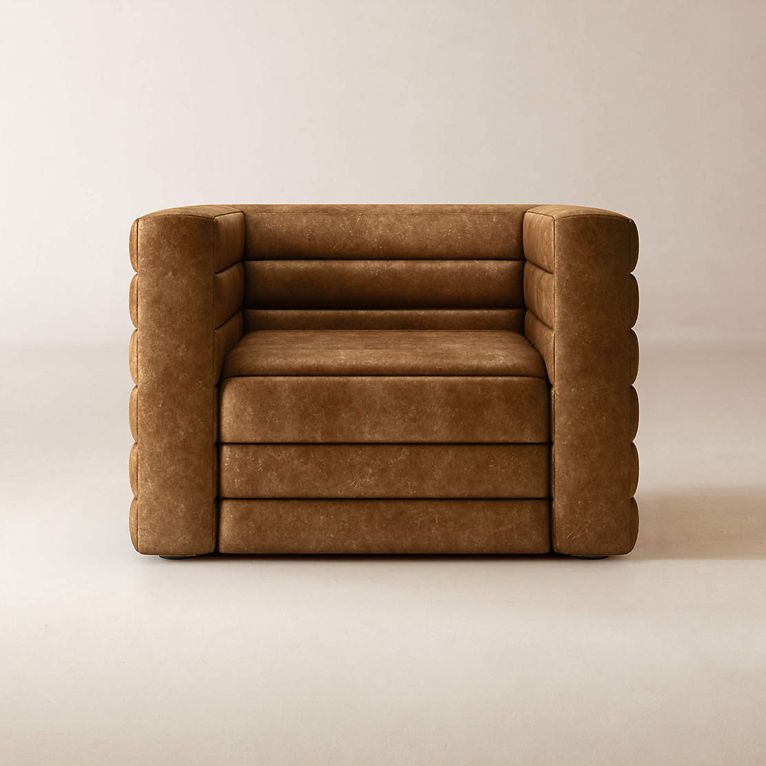 Strato Leather Armless Chair Bello Saddle | CB2