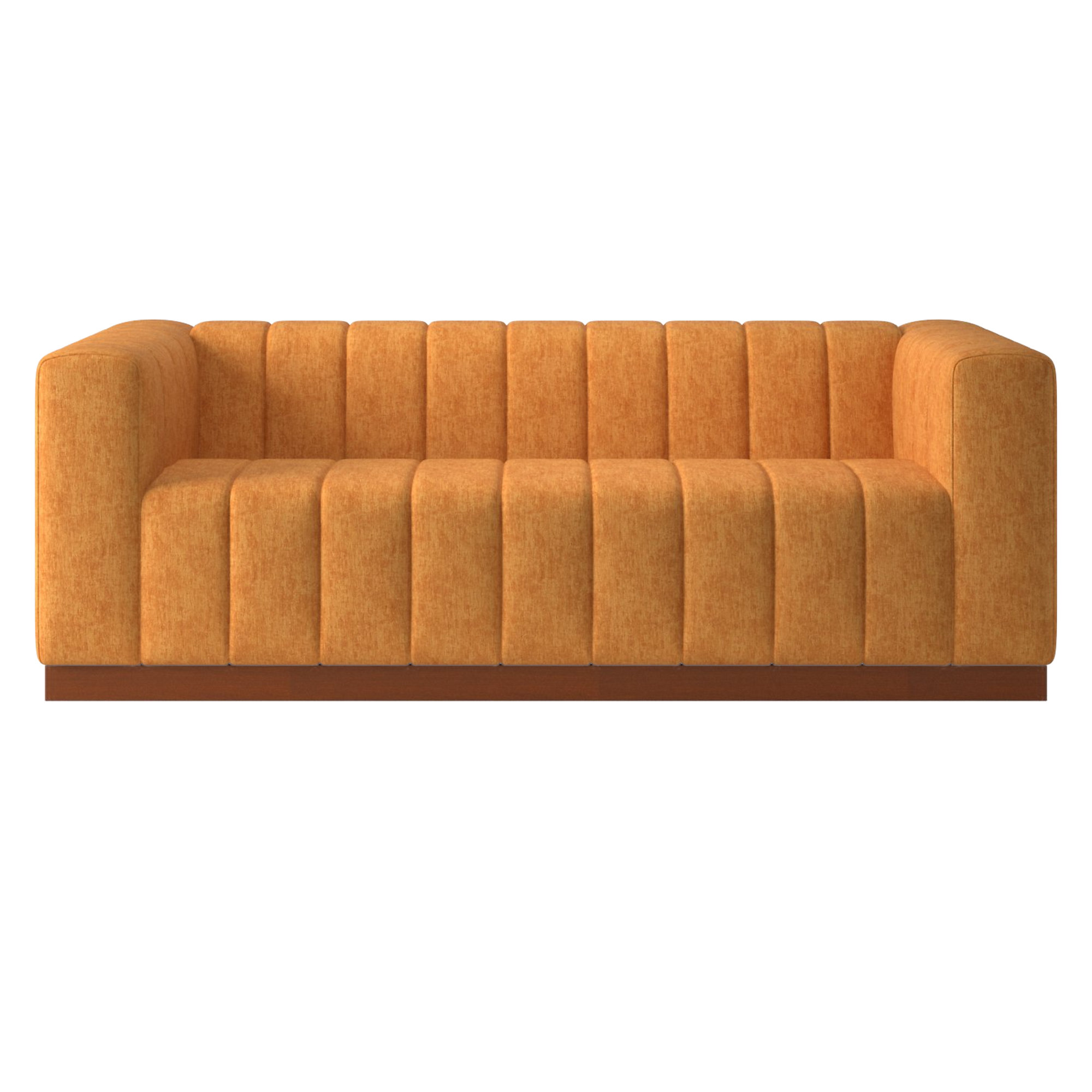 Forte 81" Channeled Sofa with Walnut Base Dream Ginger Tea + Reviews | CB2