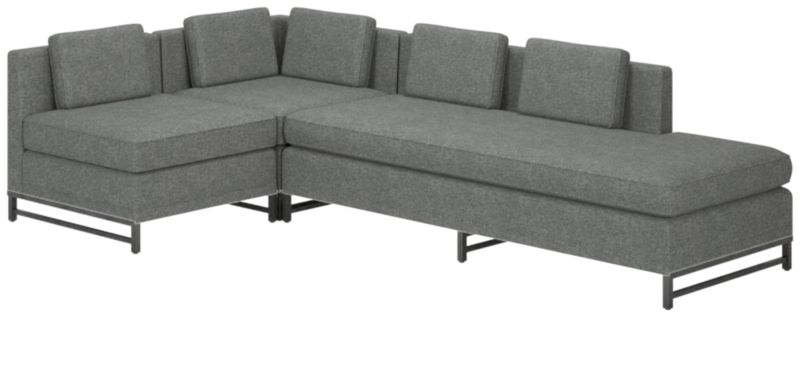 Metric 3-Piece Sectional Sofa with Right Half-Back Hatch Charcoal by ...