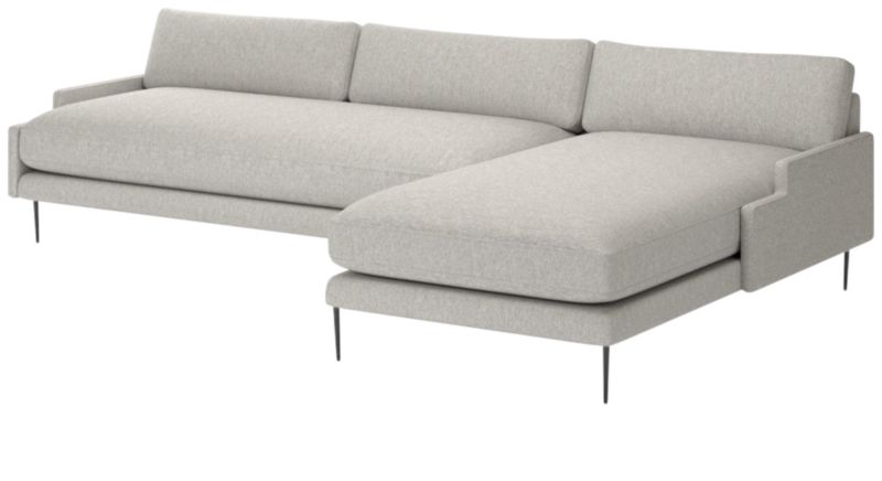 Scalino 2-Piece Right Arm Modern Chaise Sectional Sofa Hatch Platinum | CB2