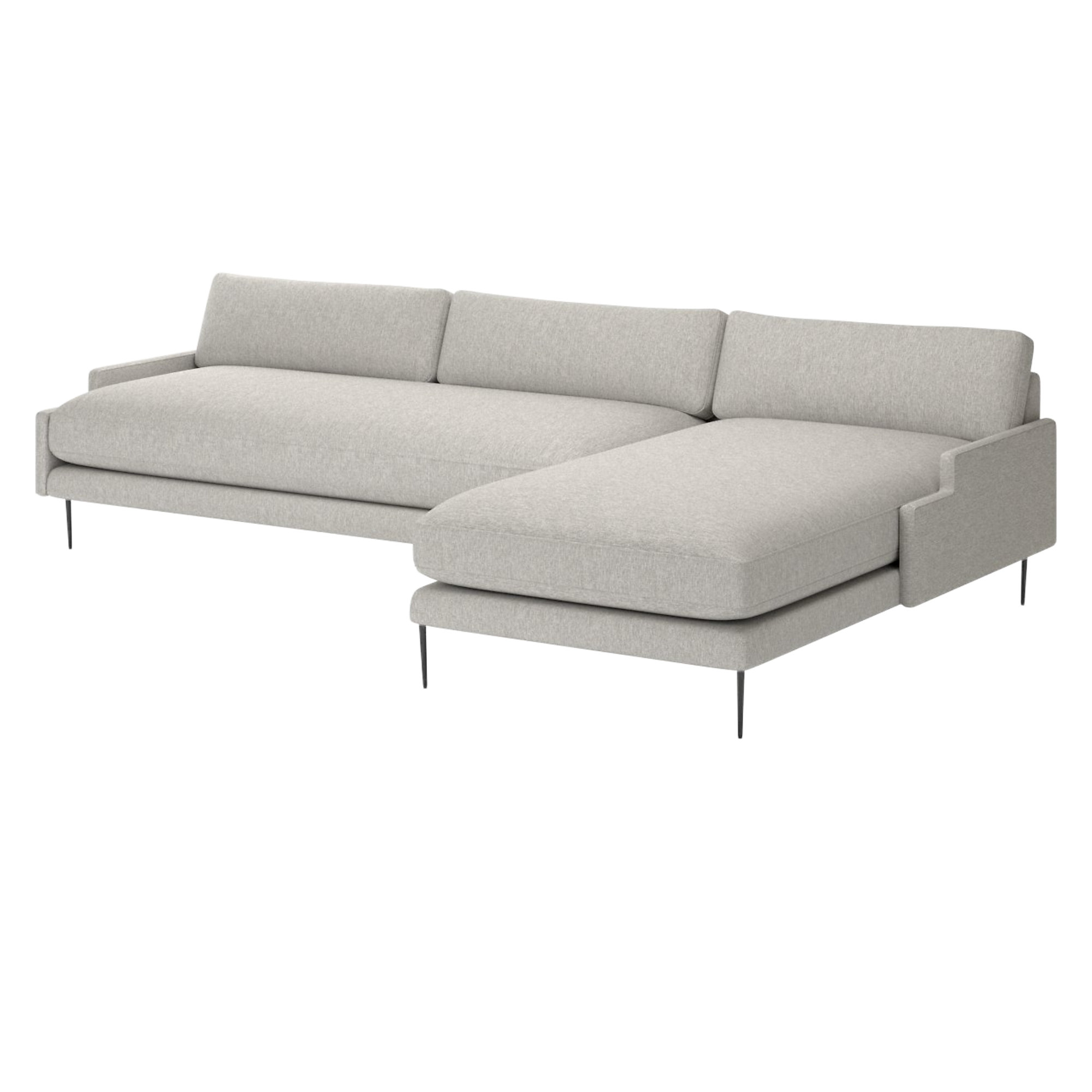 Scalino 2-Piece Right Arm Modern Chaise Sectional Sofa Hatch Platinum | CB2