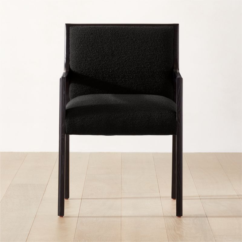 Segur Black Boucle Dining Armchair CB2