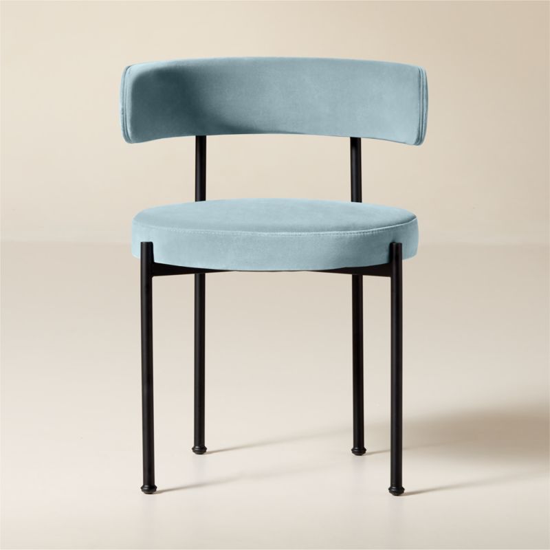 Inesse Iced Blue Velvet Dining Chair + Reviews | CB2