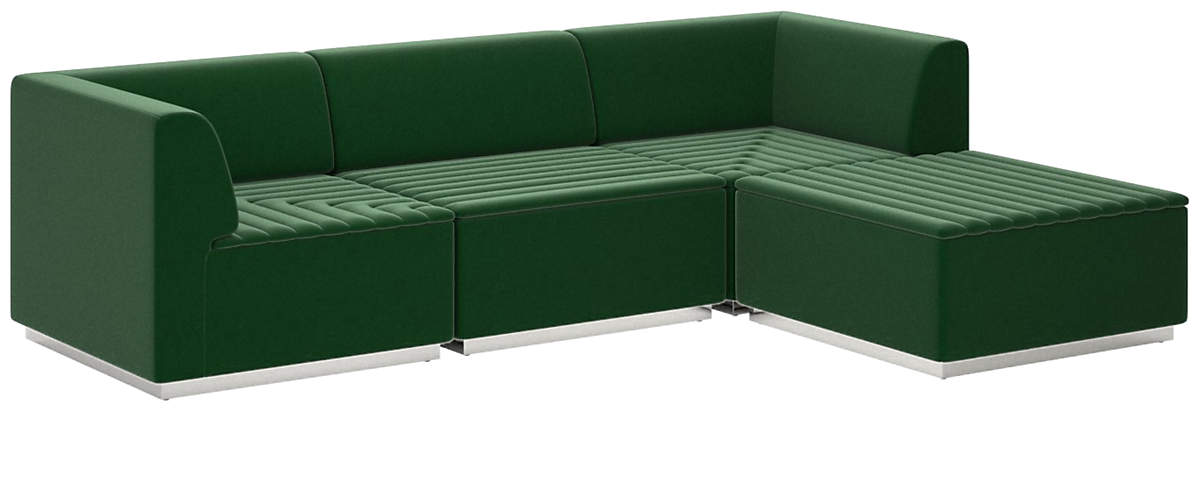 Salon 4-Piece Sectional Sofa Luca Emerald | CB2