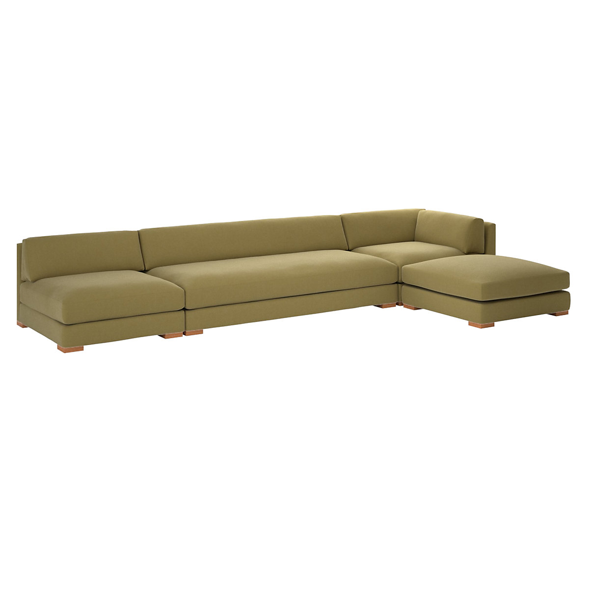 Piazza 4-Piece Modular Sectional Sofa with White Oak Legs 127" | CB2