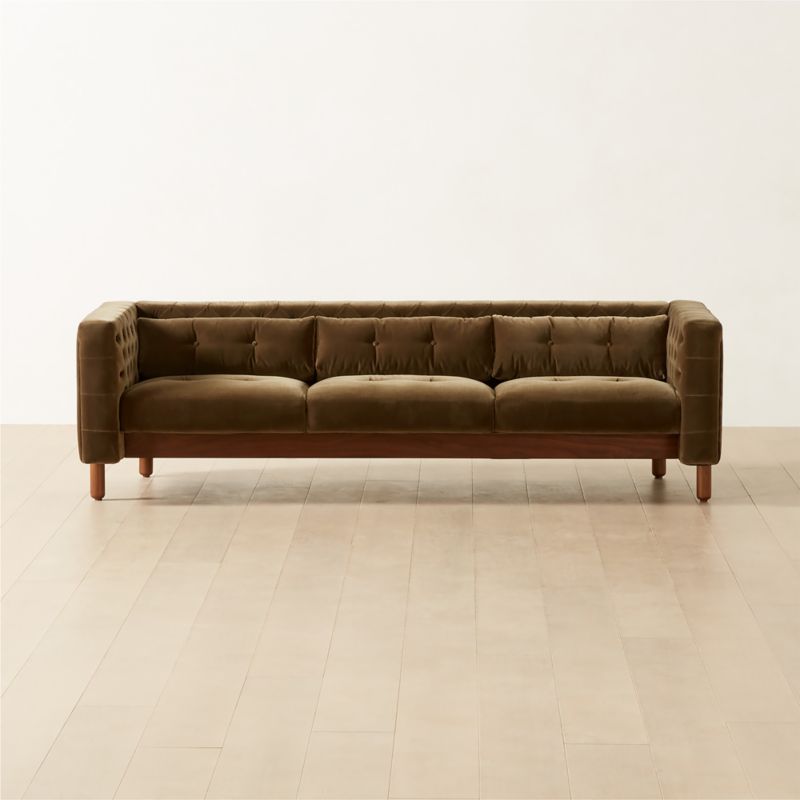 Marconi 81.5" Tufted Green Velvet Sofa by Gianfranco Frattini + Reviews | CB2 Canada
