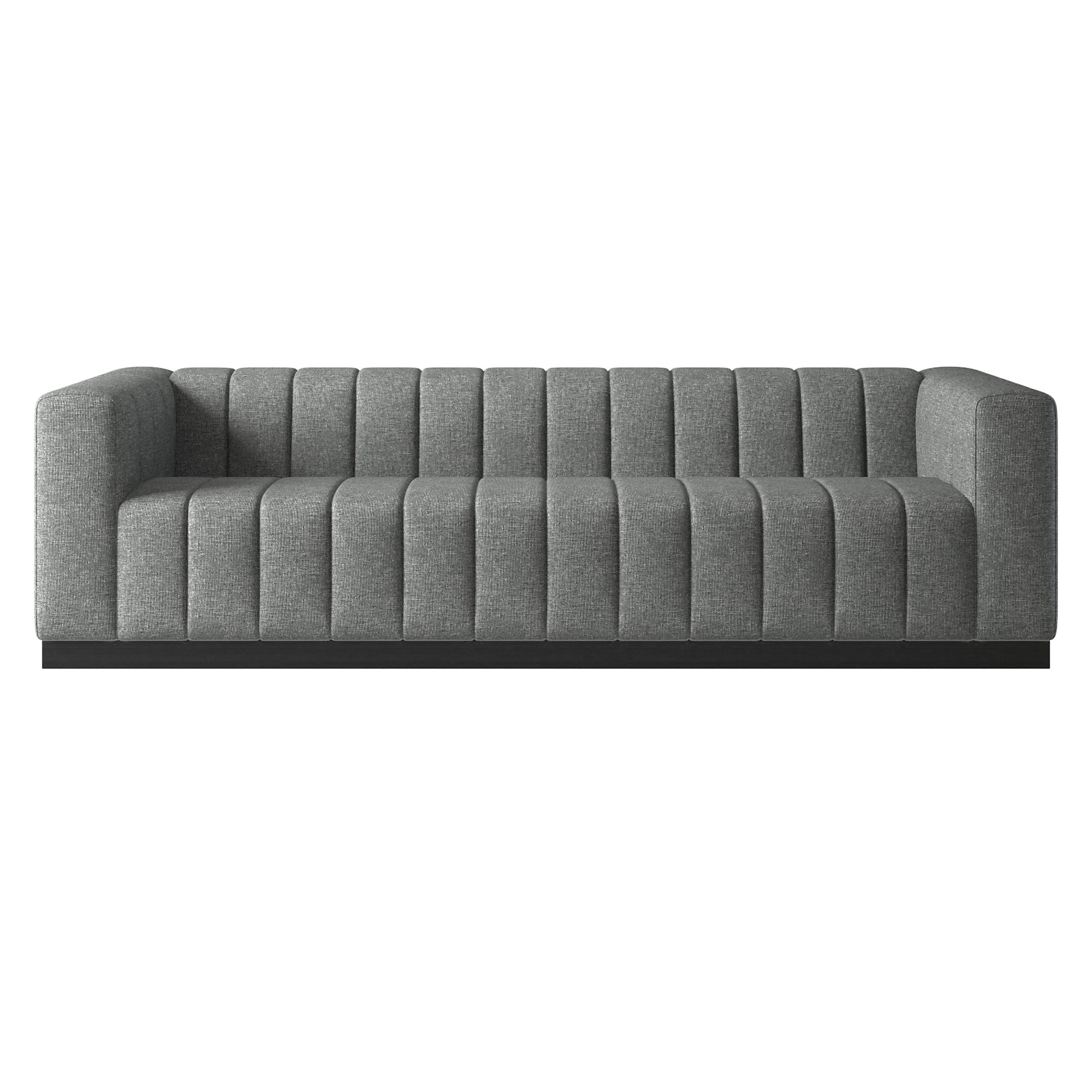 Forte 101" Extra-Large Channeled Sofa with Black Base Hatch Charcoal ...