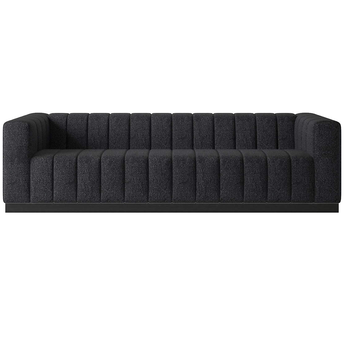 Forte 101" Extra-Large Channeled Sofa with Black Base Curious Linen + Reviews | CB2