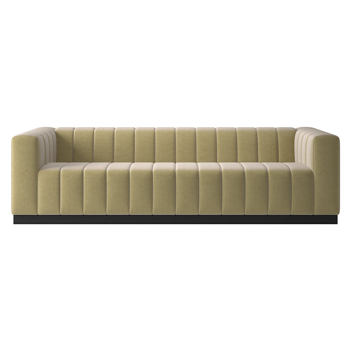 Forte 101" Extra-Large Channeled Sofa with Black Base Luca Camel | CB2