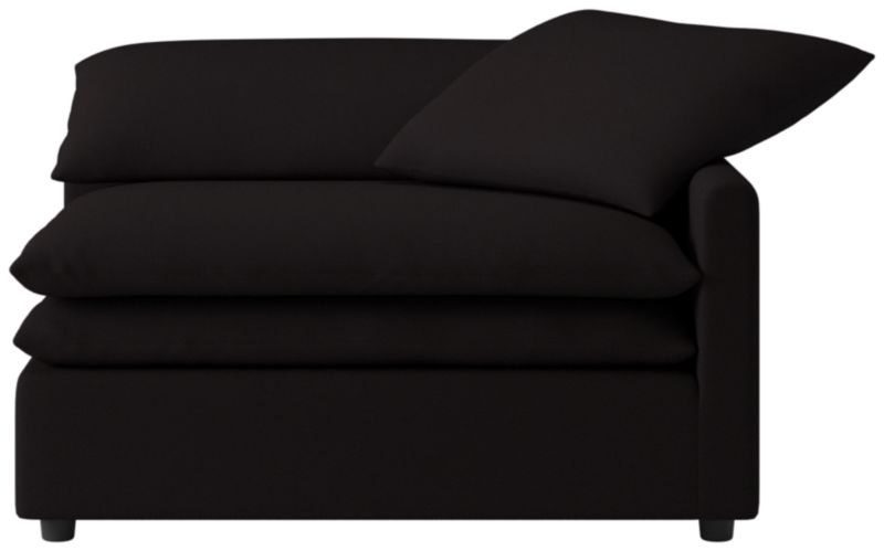 Mattea Charcoal Black Performance Linen Right-Arm Chair + Reviews | CB2